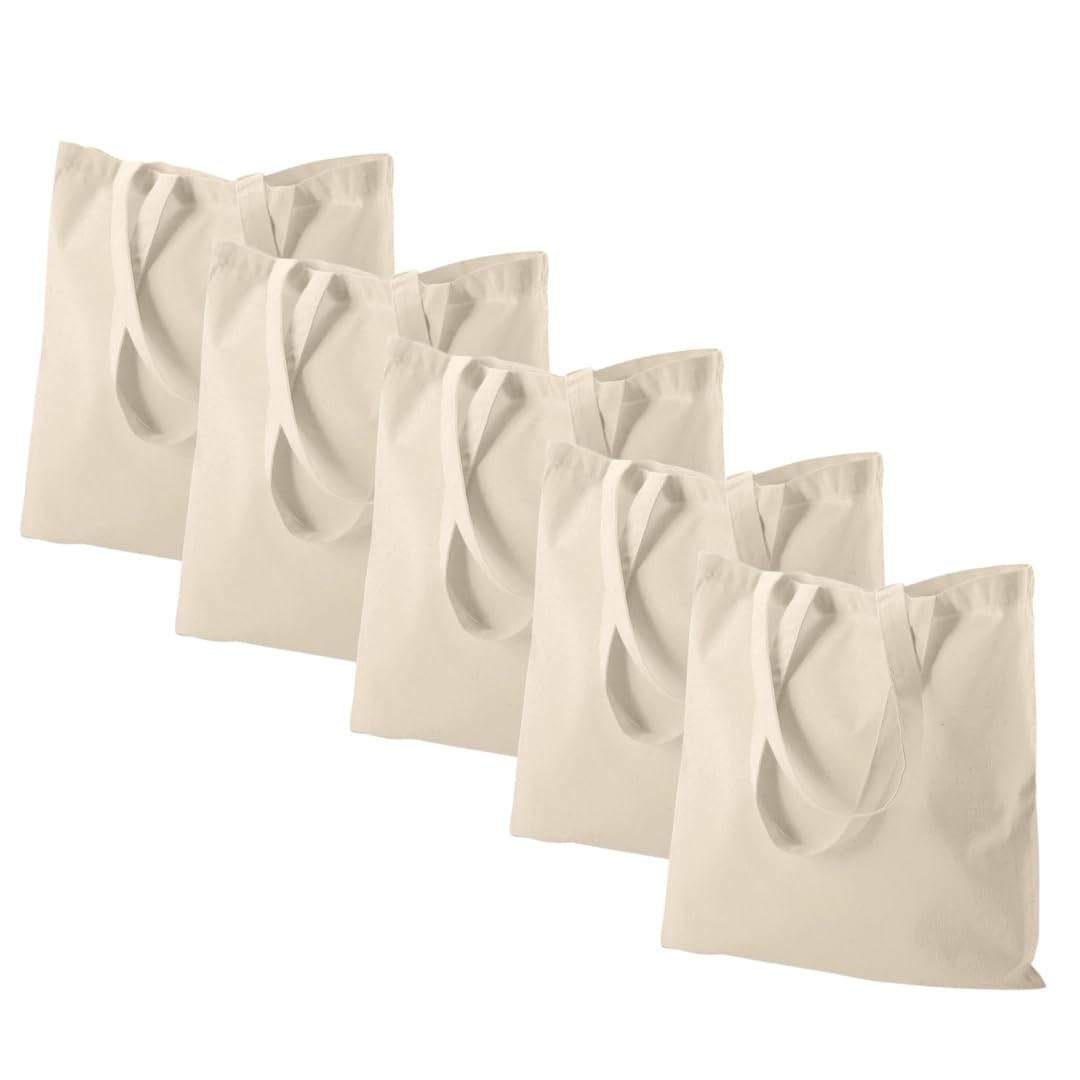 Canvas Tote Bags, 5 Pack Economical Cotton Tote Bag, Carrying Bag ...