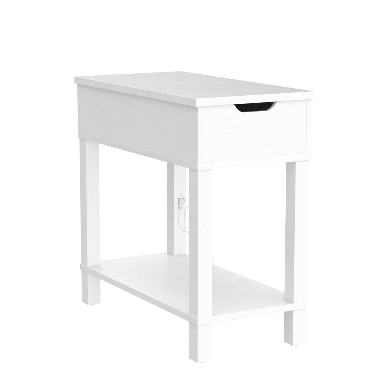 Labcosi Modern Farmhouse Side Table, Narrow End Table with Charging ...