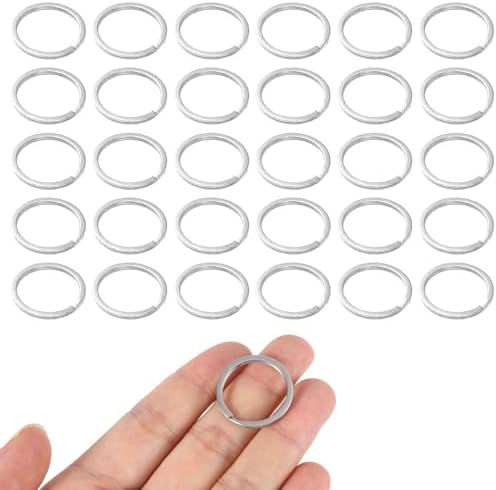 30pcs Key Rings Bulk, 25mm Stainless Steel Split O Hoops Dog Tag Rings ...