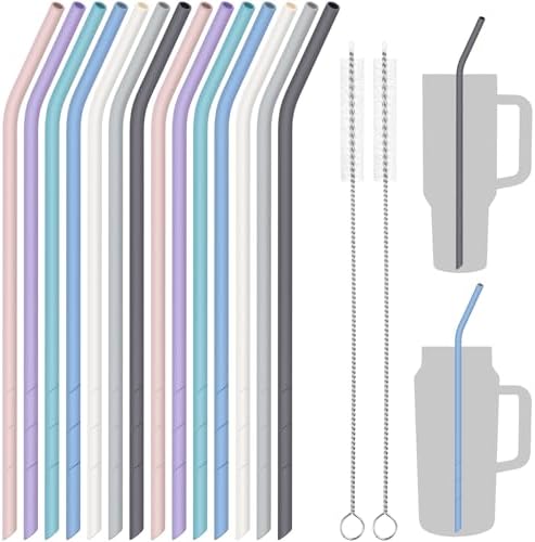 Amazon.com: NiHome 14PCS Silicone Straws Fit for Stanley 40oz 30oz ...