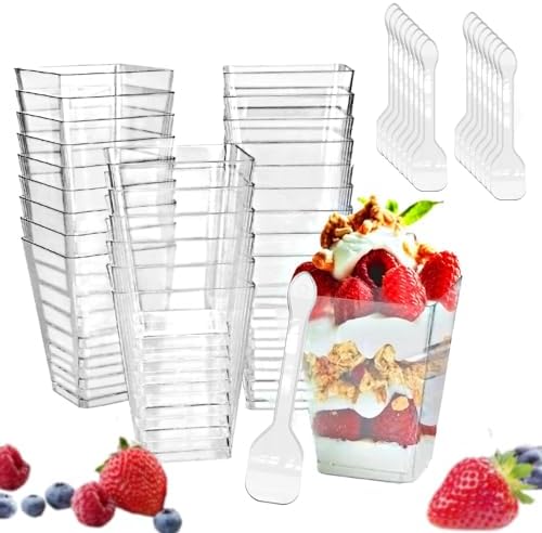 Amazon.com | KETWOD 5-ounce transparent square dessert Cups (50 dessert ...
