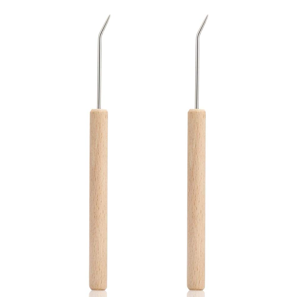 2Pcs Beech Loom Knit Hook Tool Wooden Latch Hook Needle Hooks Crochet ...