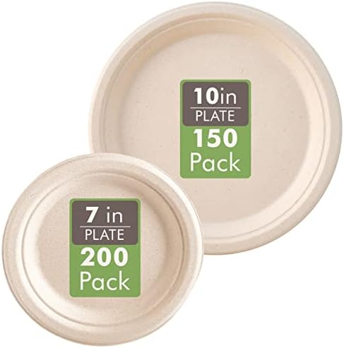 Amazon.com: Vplus 150 Pack 10 inch and 200 Pack 7 inch Compostable ...