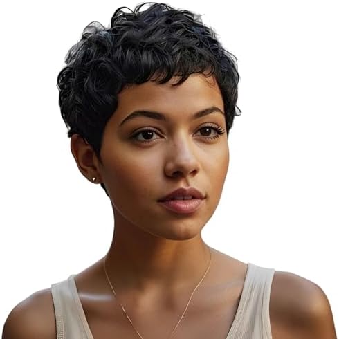 Amazon.com : BOBCOO Short Pixie Wigs for Black Women Natural Black ...