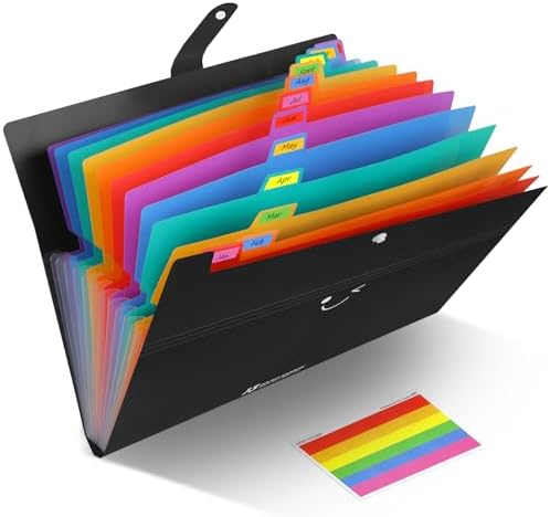 Deepton Fächermappe A4, Ordnungsmappe A4, Registermappe mit 13 Taschen ...