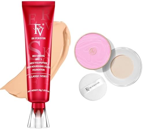 Amazon.com : FV Foundation, Oil Absorb Classic Ivory Liquid Foundation with FV Setting Powder ...