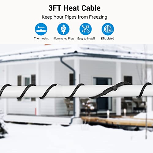 Snapklik.com : DEWENWILS 3ft Heat Cable For Pipe Freeze Protection ...