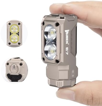 WUBEN E7 1800 Lumen Rechargeable Mini Flashlight with Magnet - Super Bright 6 Modes Khaki EDC ...