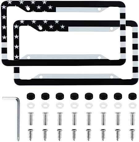 Amazon.com: LivTee 2 PCS License Plates Cover, with USA Flag and Fits ...