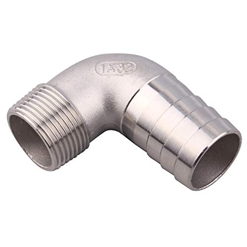Snapklik.com : 1-1/4 Hose Barb X 1 Male NPT Stainless Steel 90 Degree ...