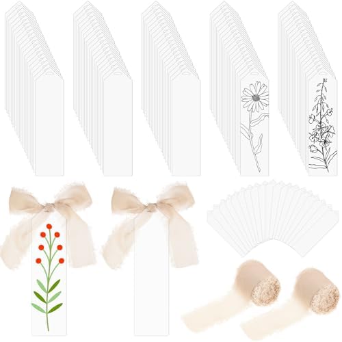 Amazon.com: Yeaqee 100 Pcs Transparent Acrylic Bookmark Blanks Clear ...