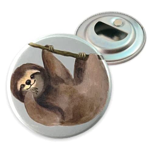 Amazon.com: 2.25 Inch Round Magnet Bottle Opener Happy Smiling Sloth ...