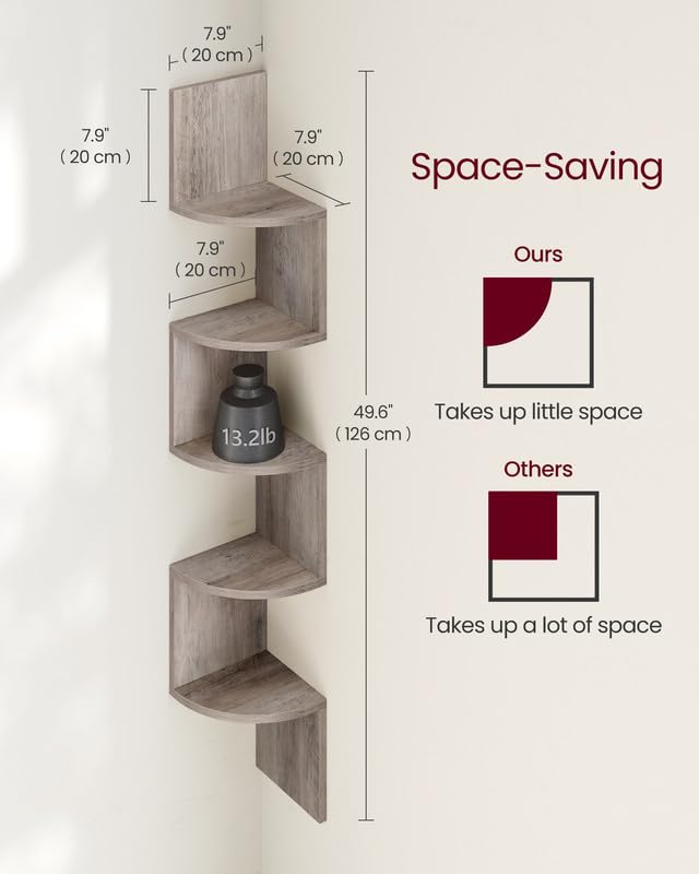 Snapklik.com : Corner Shelf Wall Mount, 5-Tier Floating Corner ...