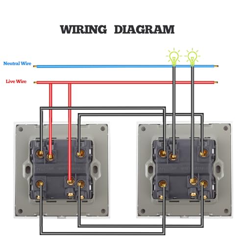 2Gang 2Way light switch, Rocker Button Switch with Phosphor Dots, Modern Glossy Grey Wall Panel ...