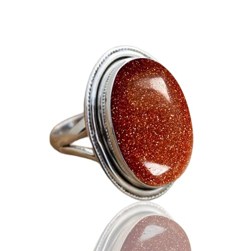 Amazon.com: Solid 925 Sterling Silver Ring for Women & Men, Sunstone ...