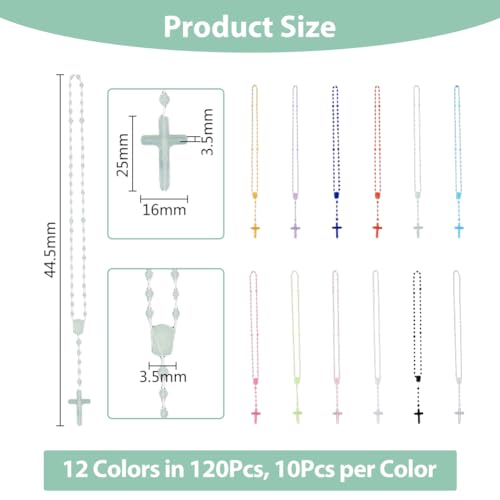 DICOSMETIC 120Pcs 12 Colors Plastic Rosaries Necklace 44.5mm Long Bulk ...