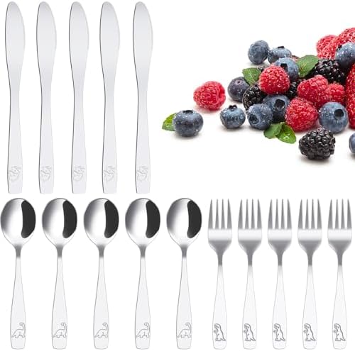 HAIJED 15Pcs Kids Toddler Cutlery Set, Stainless Steel Kids Fork Spoon ...