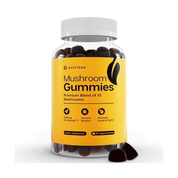 Nutriana Mushroom Gummies Supplement - Focus Gummies with Lions Mane ...