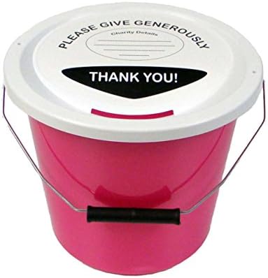 3 Charity Money Collection Buckets with Lids, Labels and Ties (5 Litres ...