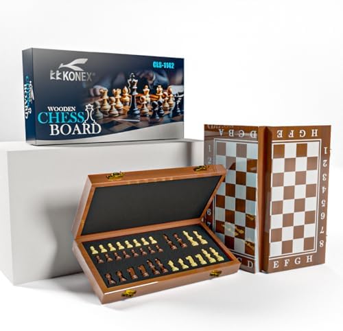 Konex Premium Handcrafted Wooden Chess Board Set 32 Pieces | Foldable ...