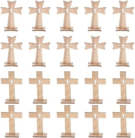 Amazon.com: 20 Pcs Cross Decor Wooden Crafts Cross Shaped Ornaments ...