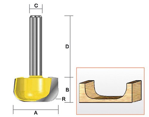 Kempston 215411 Dish Carving Bit, 1/2-Inch Shank, 1-1/4-Inch Cutting ...