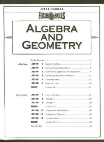 Algebra and Geometry, Grades 5-8 (Steck-Vaughn Focus on Skills) : Steck-Vaughn: Amazon.in: Books