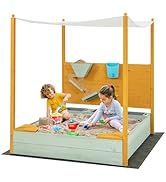 Amazon.com: HONEY JOY Pirate Ship Kids Sandbox, Wooden Bottomless Sand ...