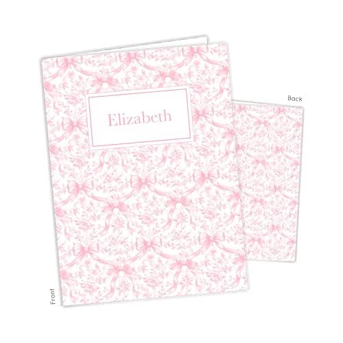 Amazon.com: Pink Coquette Bow Toile Flowers Pocket Folder Gift Name ...