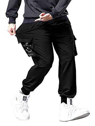 Buy Jump Cuts Mens Printed Black and White Loose Fit Polyester Cargo ...