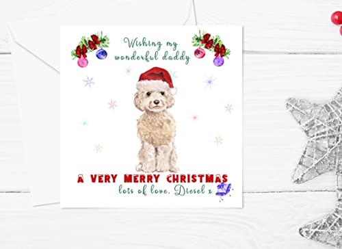 Cockapoo Christmas Card, Cream Coloured Dog : Amazon.co.uk: Stationery ...
