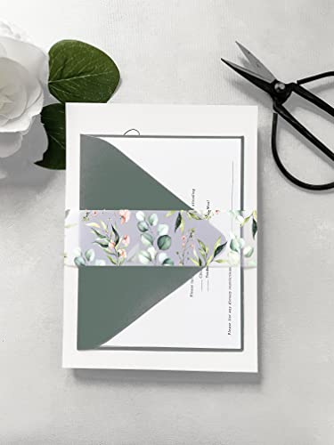 Amazon.com: Pack of 50 Vellum Belly Bands, Greenery Vellum Bands for ...