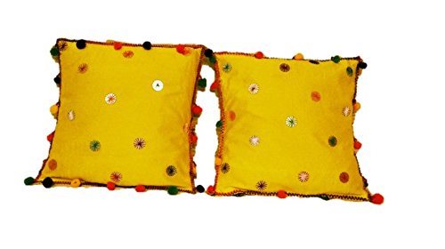 Buy Samar garments mirrored yellow cushion Online at Low Prices in ...