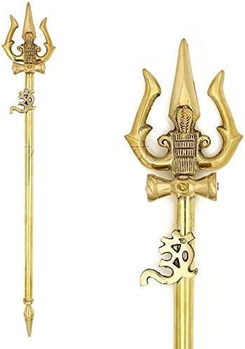 Buy Vedic Vaani Brass Lord Shiva Mahadev Om Trishakti Trishul Shoolam ...