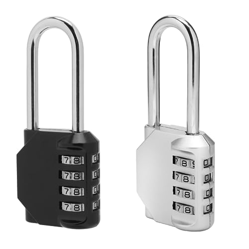 2 Pack Metal Combination Padlock 4 Digit Code Padlocks Weatherproof ...