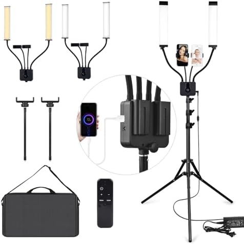 GSKAIWEN 50W Dimmable LED Video Light with Tripod Bag Photography Lighting Kit for Makeup Artist ...