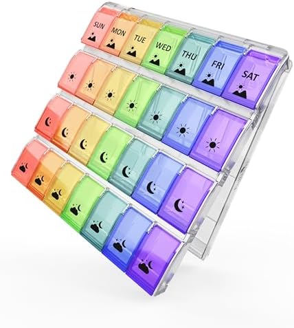 Amazon.com: Fullicon Weekly Pill Organizer 4 Times a Day, Large ...