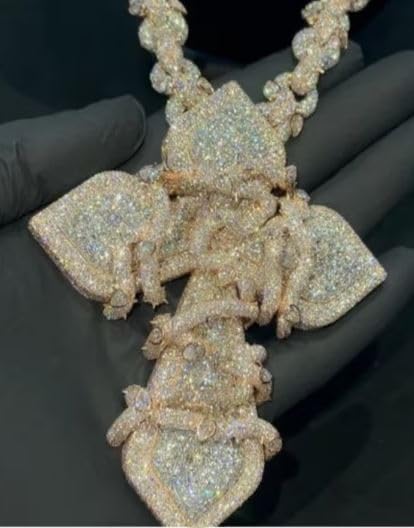 Iced Cross Pendant, Jesus, Crucifix, Hip Hop Rapper Pendant, Cross ...