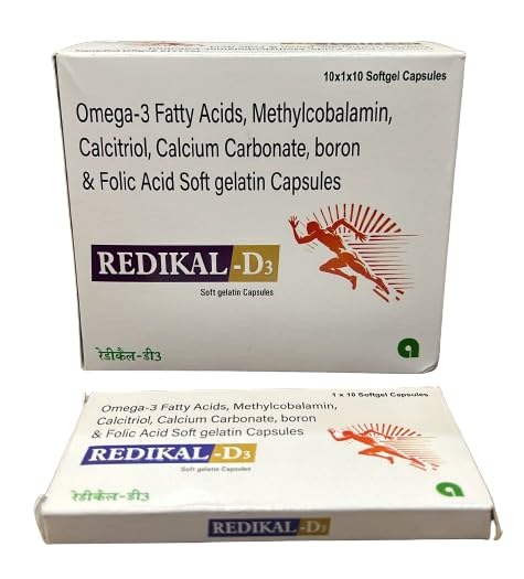 REDIKAL-D3 Omega-3 Fatty Acids, Methylcobalamin, Calcitriol, Calcium ...