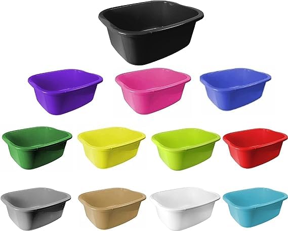 11 Litres Washing Up Bowl Rectangular Plastic Multi-Purpose Basin ...