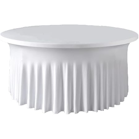 Amazon.com: Gowinex White 6ft 72inch Round Spandex Tablecloth Stretch ...