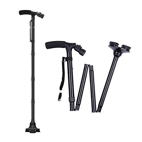 JMN SQUARE Fold-able Walking Stick 4 Head Pivoting Trusty Cane with ...