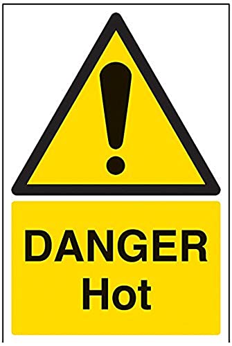 VSafety Danger Hot Warning Sign – Portrait – 200mm x 300mm – 1mm Rigid ...