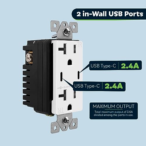 Snapklik.com : TOPGREENER 2-Port USB C Wall Outlet, 20 Amp Tamper ...