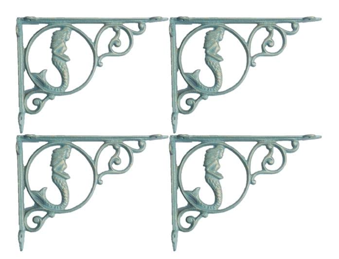 Amazon.com: 4 Mermaid Shelf Brackets Nautical Cast Iron Braces Corbels ...