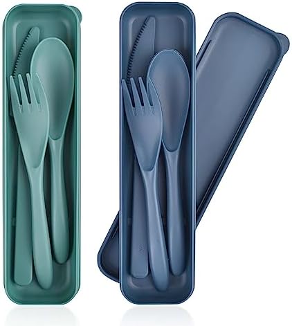 Travel Cutlery Set with Case, Portable Cutlery Set Reusable Plastic ...