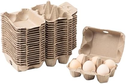 Amazon.com: SOUJAP 50 Pack 6 Count Paper Pulp Egg Cartons, Half Dozen ...