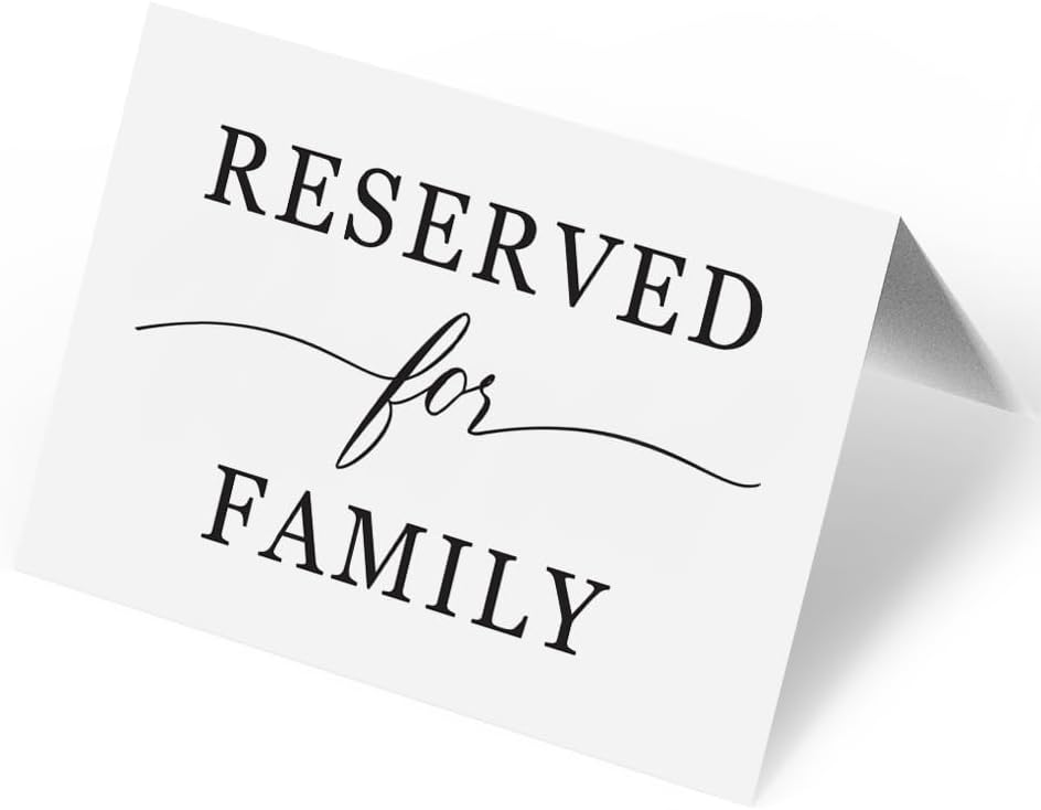 Amazon.com: Reserved For Family Seating Signs 10 Pack | Elegant 4" x 6 ...