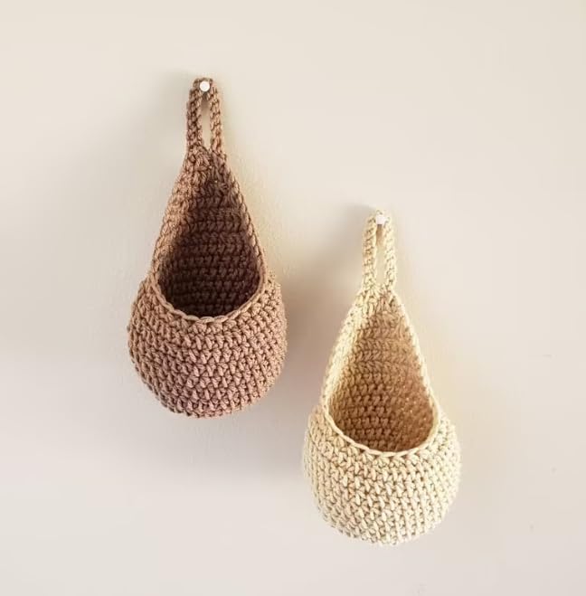 Amazon.com: CUSTOM COLORS SMALL Crochet Hanging Baskets, Oil Storage ...