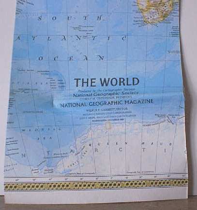 MAP OF THE WORLD / OCEAN FLOOR. Full-color National Geographic Map ...
